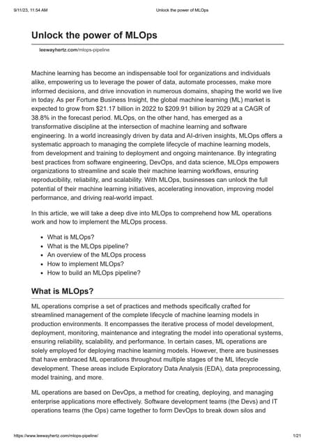 How to Build an MLOps Pipeline - SoluLab | PDF