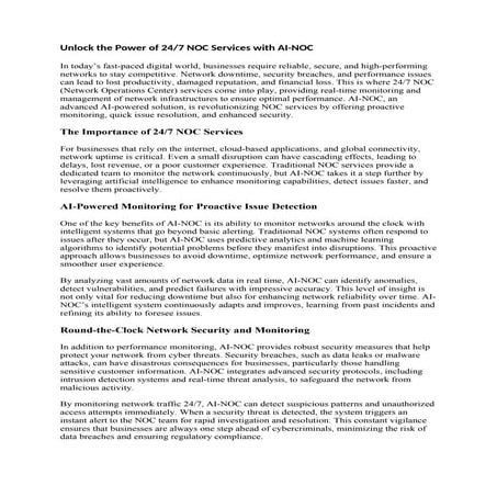 AI-NOC The Future of Intelligent NOC Services | DOCX