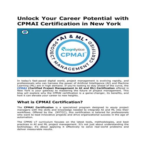Unlock Your Career Potential with CPMAI Certification in New York.docx