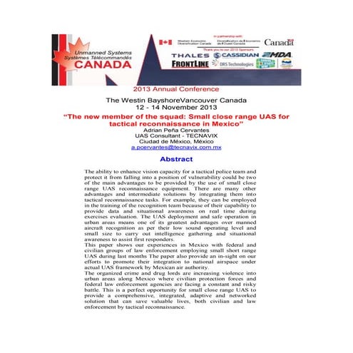 “The new member of the squad: Small close range UAS for tactical ...