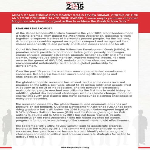 UN Millennium Campaign global policy demands | PDF | Political Issues ...