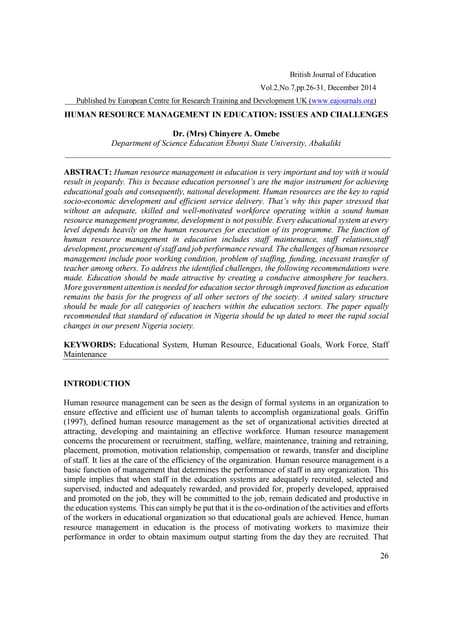 Human Resources Management in Education | PDF