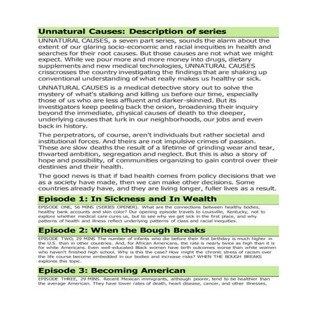 Unnatural causes | DOCX