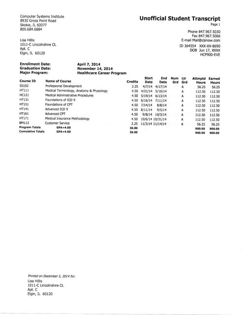 Odessa College Transcript 2015 highlighted | PPT