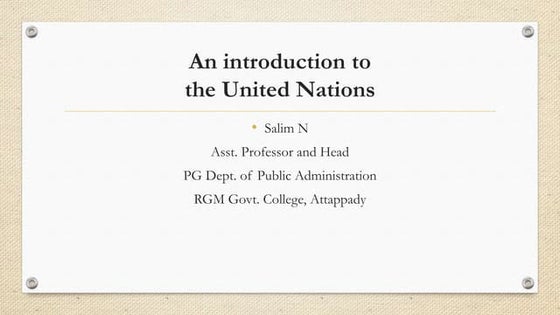 Introduction to the United Nations System | PPTX