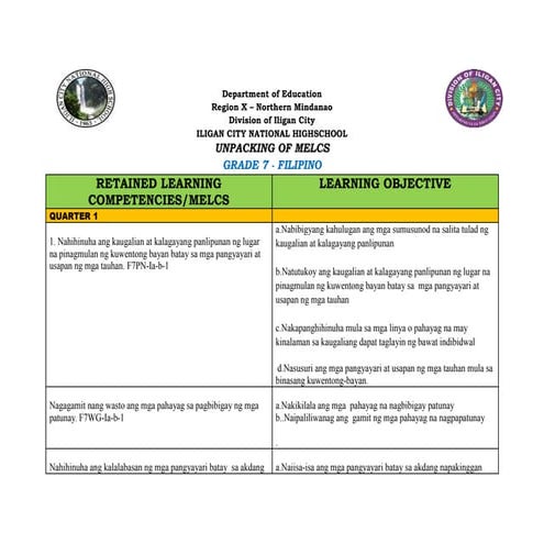 Filipino 7 Curriculum Guide rev.2016