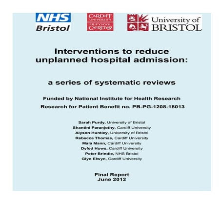 Interventions to reduce unplanned hospital admission, a study from NHS ...