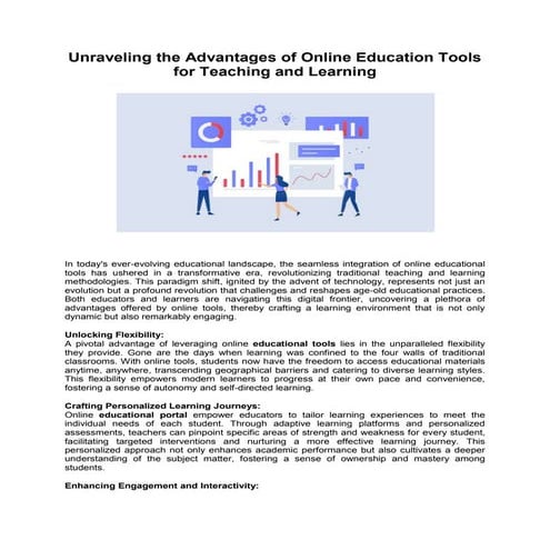 Unraveling the Advantages of Online Education Tools for Teaching and ...