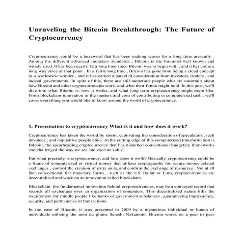 Unraveling The Bitcoin Breakthrough The Future Of Cryptocurrency Pdf