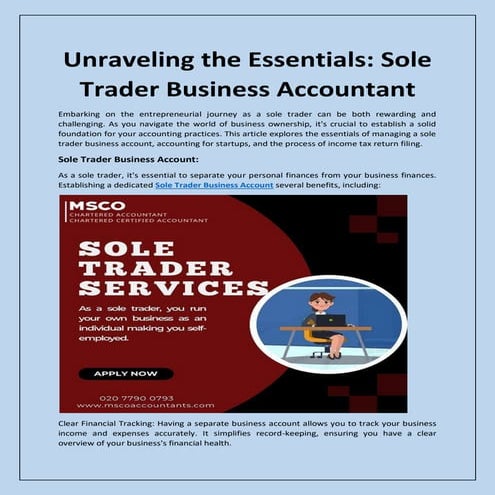 Unraveling the Essentials: Sole Trader Business Accountant | PDF
