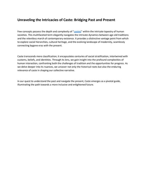 Unraveling the Intricacies of Caste Bridging Past and Present.pdf Unraveling the Intricacies of Caste Bridging Past and Present.pdf