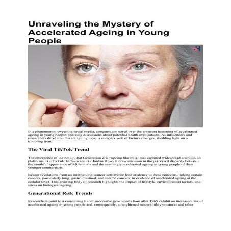 Unraveling the Mystery of Accelerated Ageing in Young People | PDF