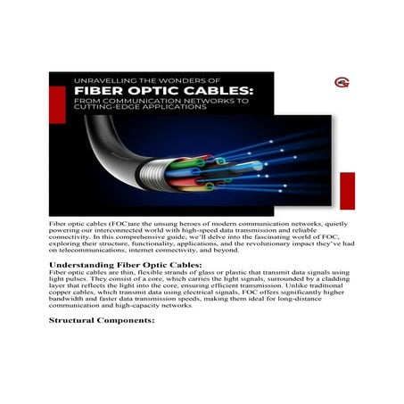 Exploring Fiber Optic Cable: Structure, Functionality and Applications ...