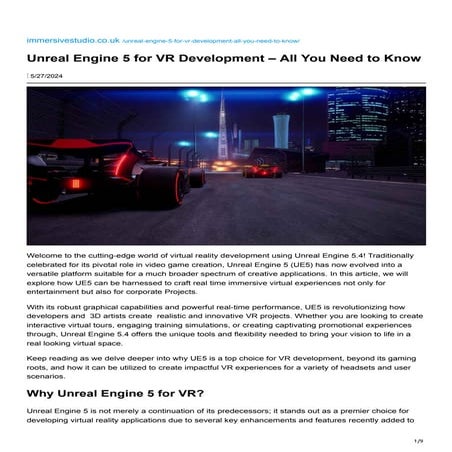Unreal Engine 5 for VR Development All You Need to Know | PDF
