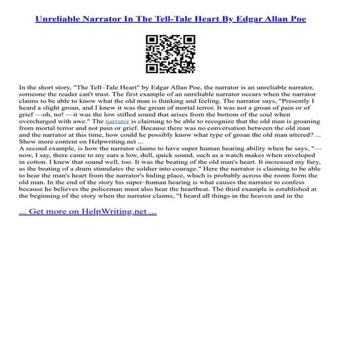 Unreliable Narrator In The Tell-Tale Heart By Edgar Allan Poe | PDF