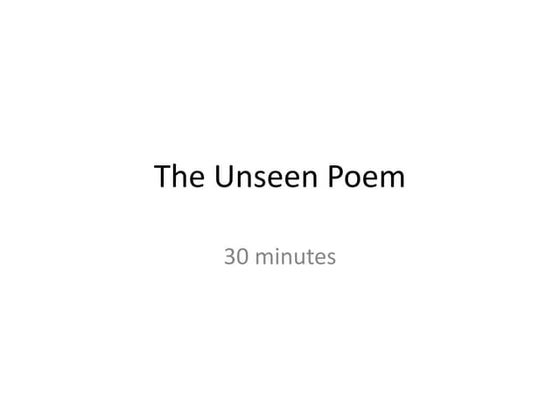Unseen poetry analysis GCSE | PPTX