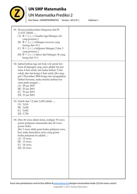 (8.8.1) soal dan pembahasan teorema pythagoras, matematika sltp kelas 8 | PDF