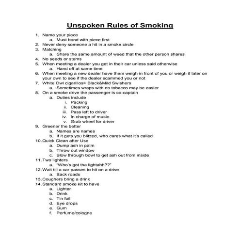 Unspoken rules of smoking | DOCX