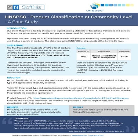 Unspsc product classification at commodity level - a case study | PDF