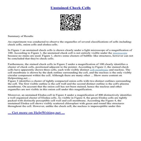 Unstained Check Cells | PDF
