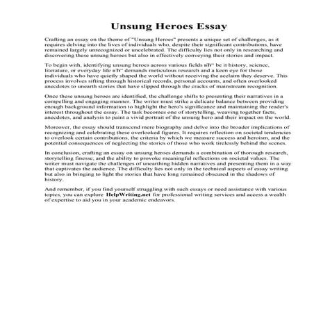 Unsung Heroes Essay. Essay Example on Blue-Collar Jobs: Unsung Heroes ...