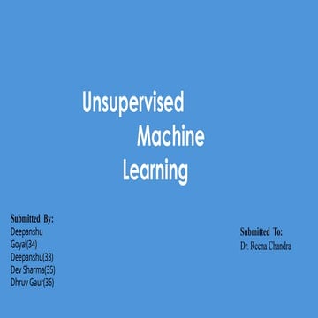 Unsupervised Learning, Machine Learning, | PPTX