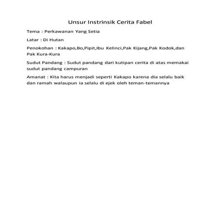 Unsur instrinsik cerita fabel | PDF