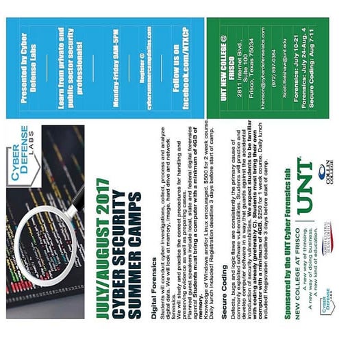 Cybersecurity Summer Camps sponsored by UNT Cyber Forensics Lab | PPT