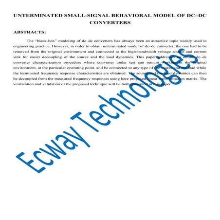 Unterminated small signal behavioral model of dc–dc converters | PDF