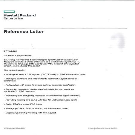 Reference letter from HPE | PDF