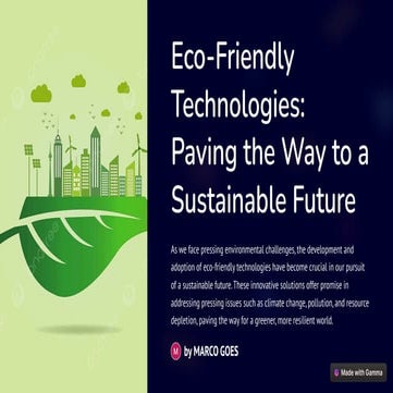 Eco-Friendly Technologies: Paving the Way to a Sustainable Future | PDF