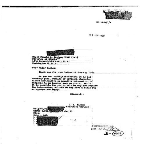 Untitled to donald keyhoe from j. s. harman on his inquiry | PDF