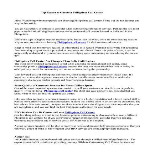 Philippines call center | DOC