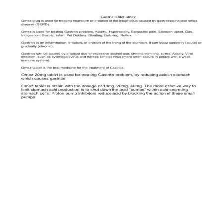 Omez tablet for antacid | DOC