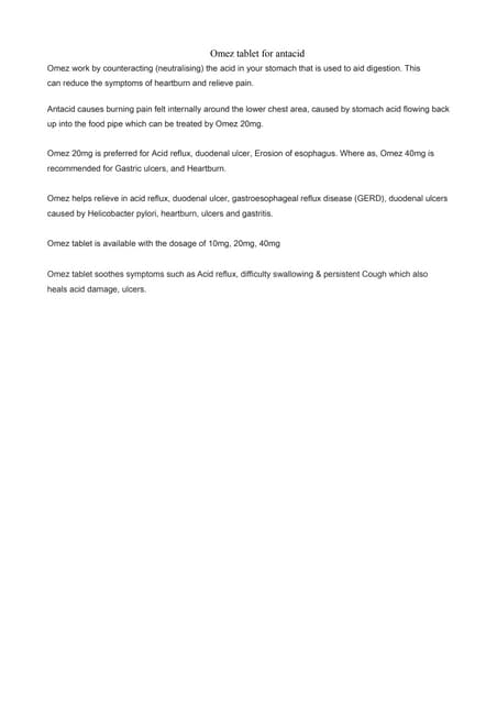Gastric tablet omez | DOC