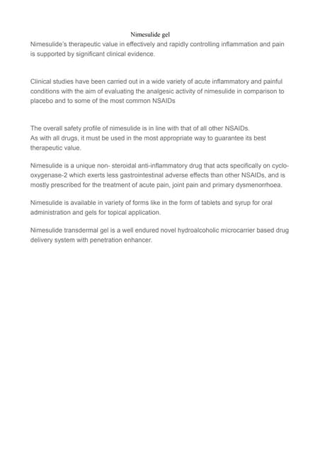 Nimesulide gel system for topical use | DOCX