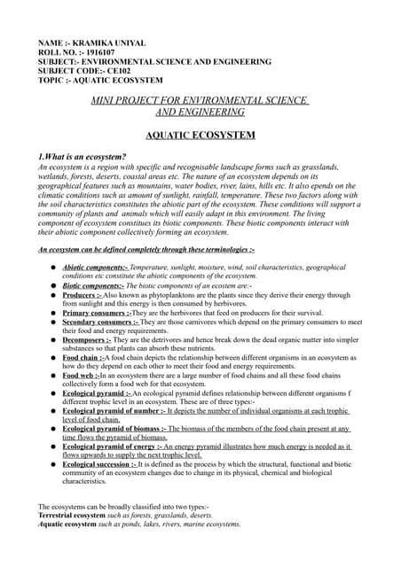 Pond ecosystem | PDF