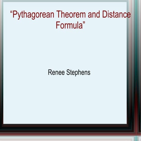 Pythagorean Theorem and Distance Formula | PDF