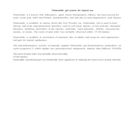 Nimesulide Gel System For Topical Use Pdf