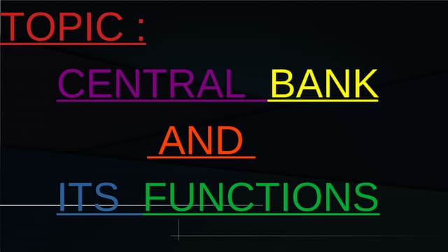 Central bank and its functions | DOCX