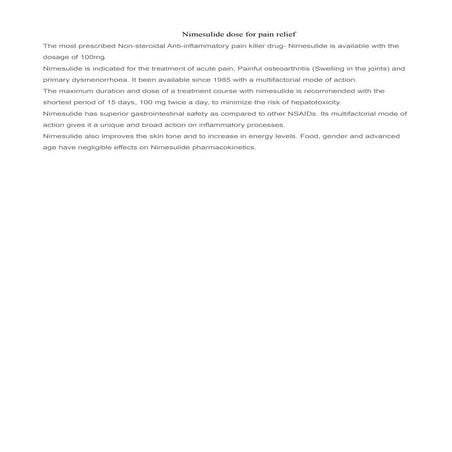 Nimesulide actions and uses | DOC
