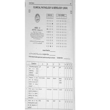 Clinical Pathology & Serology 2024 Solved Past Paper | FSc MLT 2nd Year ...
