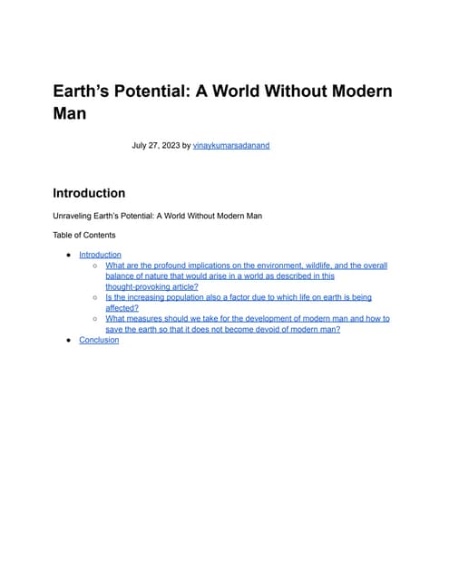 Our environment- speech | PDF