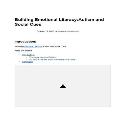 Building Emotional Literacy:Autism and Social Cues | PDF
