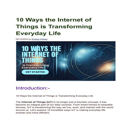 10 Ways the Internet of Things is Transforming Everyday Life | PDF
