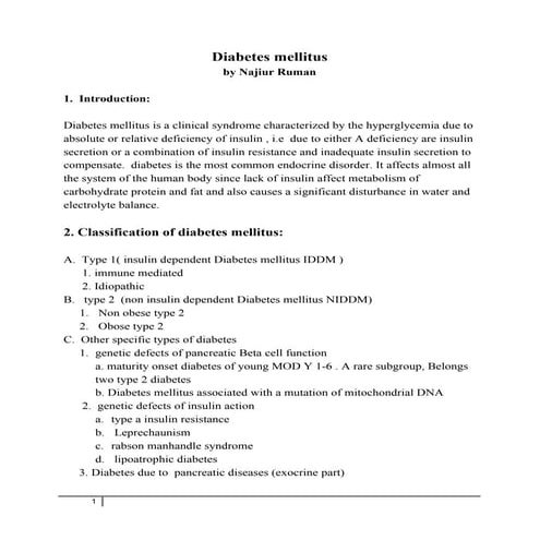 diabetes mellitus document | PDF
