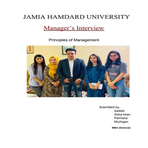 Manager's Interview : An assignment in Principles of Management. | PDF