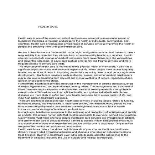What is health care and why it is very important in our society | PDF