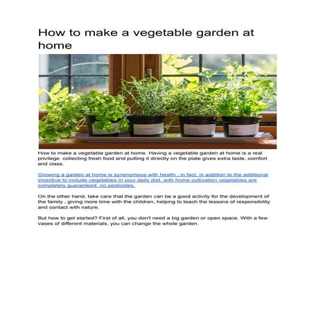 How to make a vegetable garden at home | PDF
