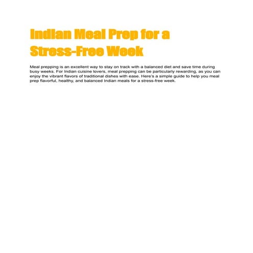 Indian Meal Prep for a Stress-Free Week tips | PDF